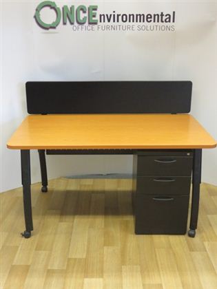 Used Desks Teknion Ability 1500w x 875d Rectangular Cherry Veneer Desk.