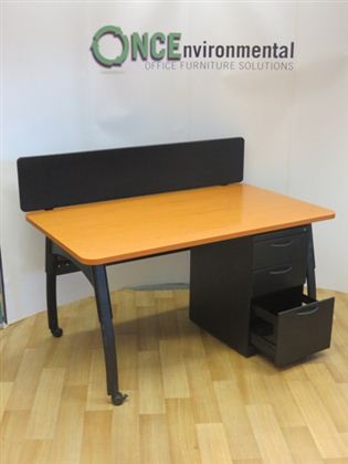 Used Desks Teknion Ability 1500w x 875d Rectangular Cherry Veneer Desk.